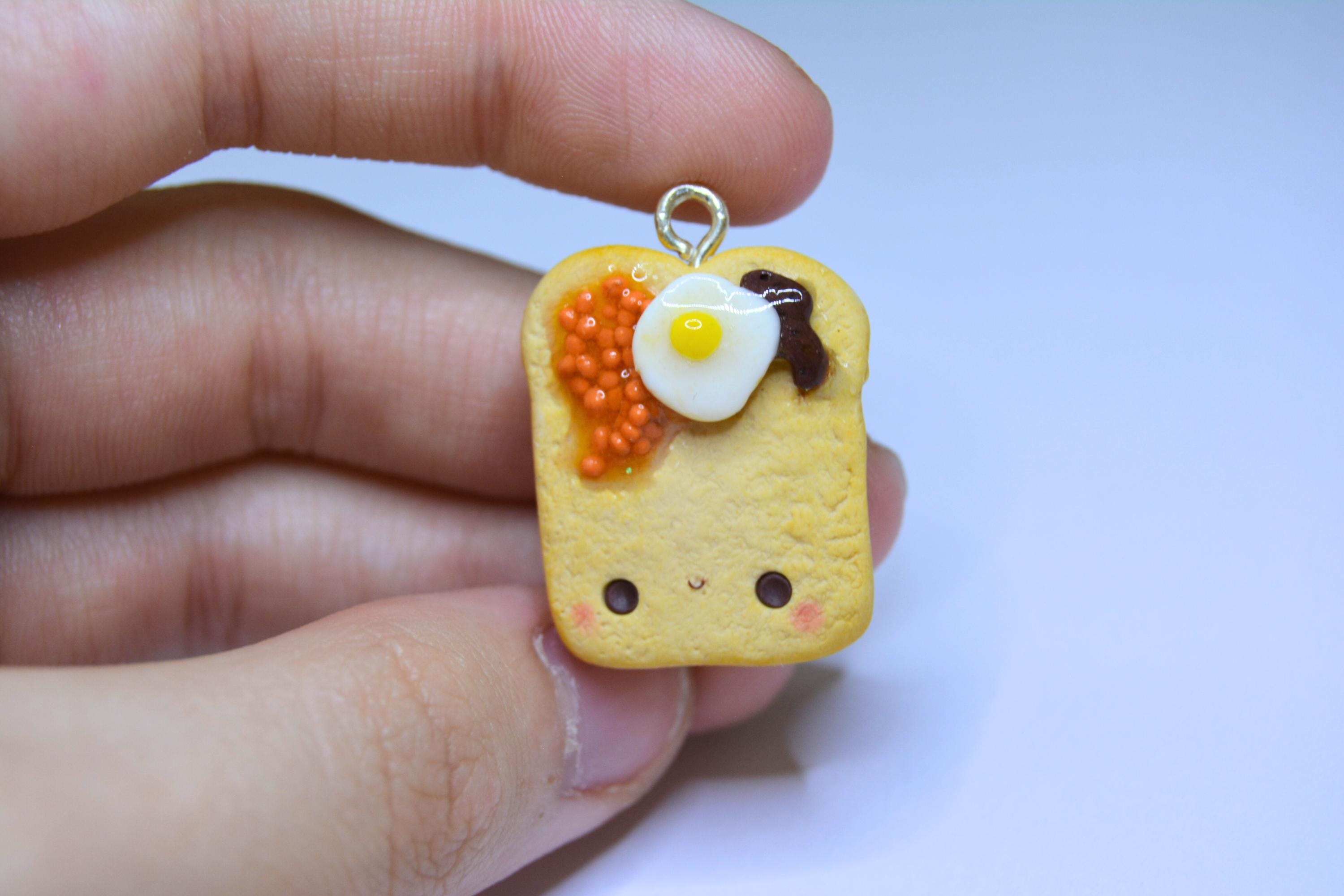 Kawaii Polymer Clay Breakfast Toast Charm - Sausage Beans and Eggs ...