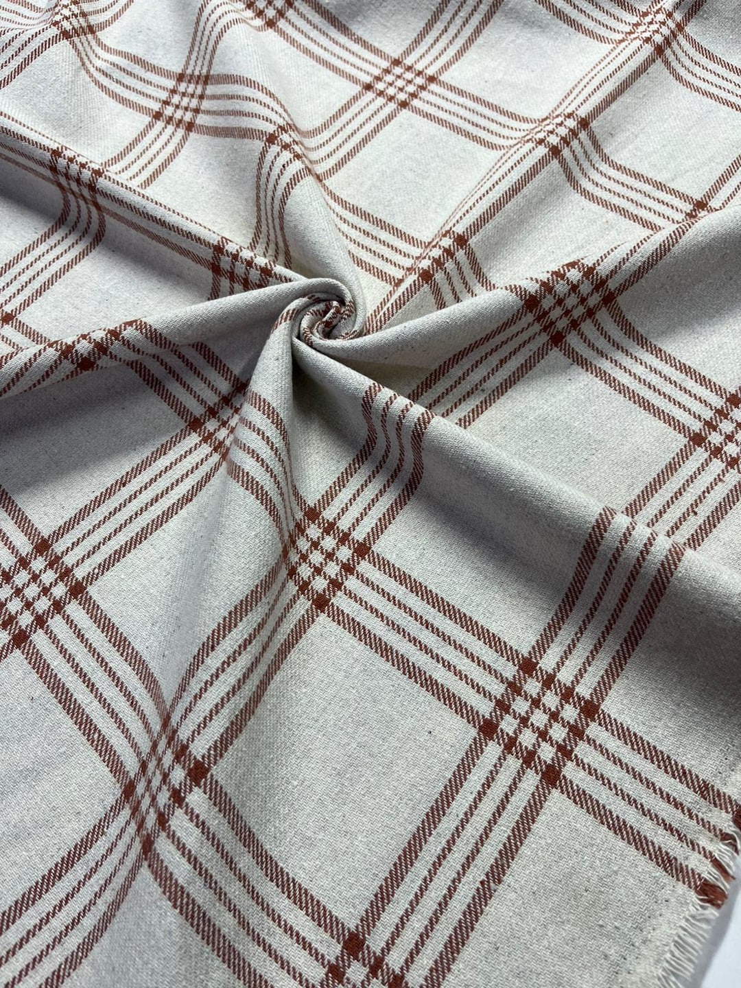 Cream Orange Color Plaid Cotton Fabric Jacket Trousers Clothing 150cm ...