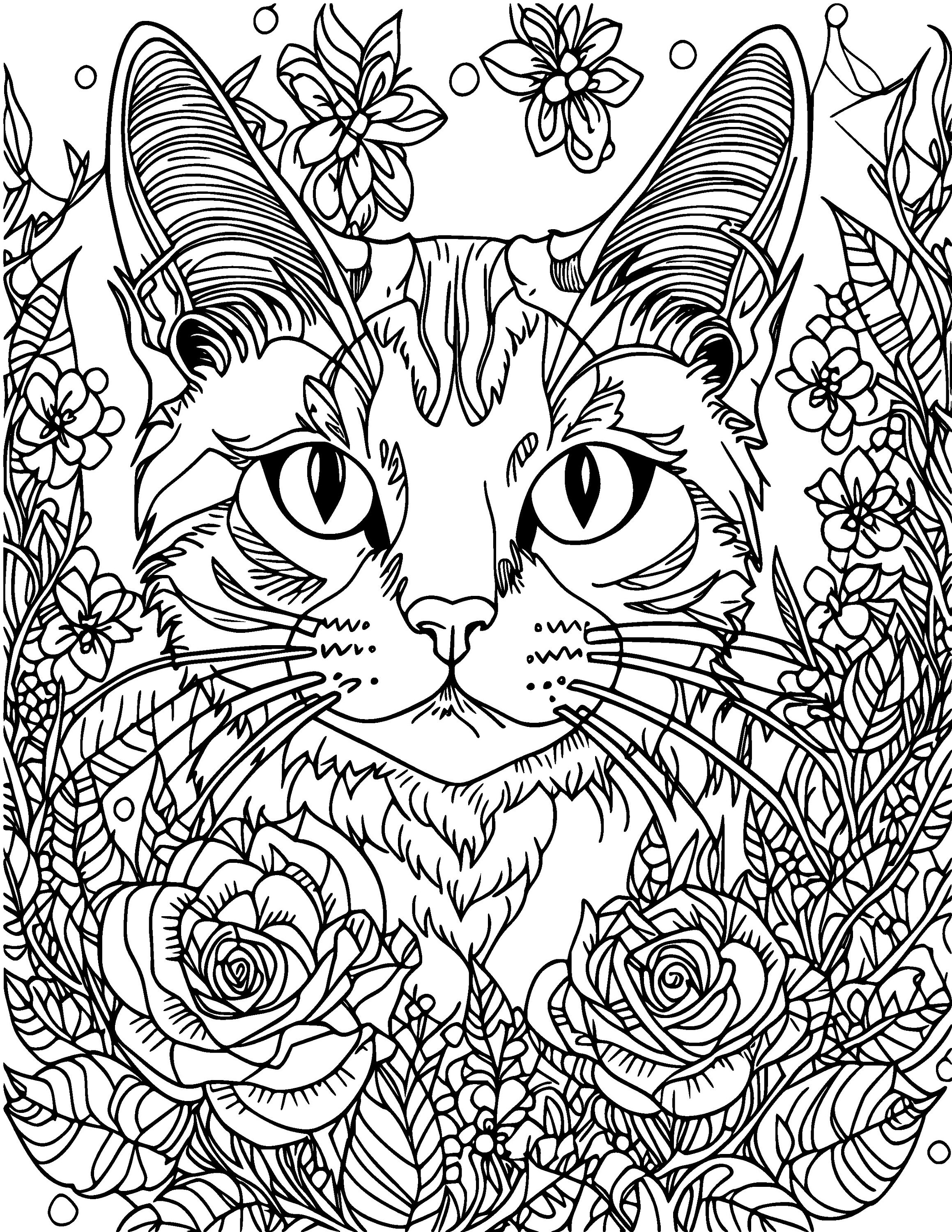 Cats Coloring Pages, Cats Coloring Sheets, Printable PDF File & SVG ...