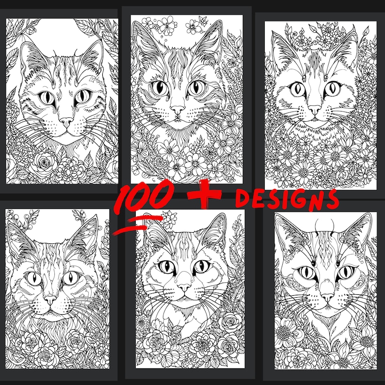 Cats Coloring Pages, Cats Coloring Sheets, Printable PDF File & SVG ...