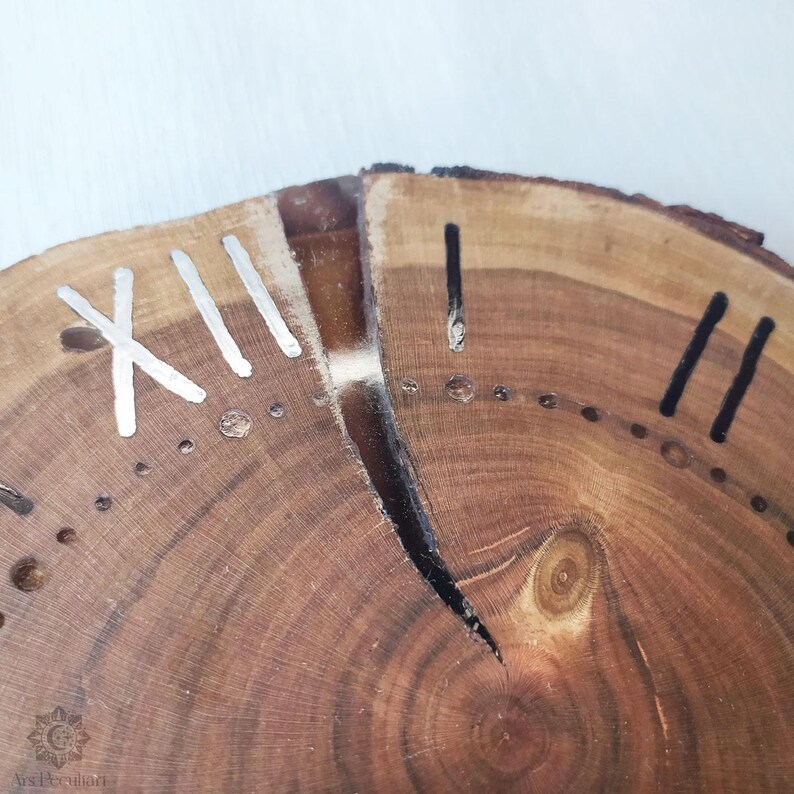 Handmade Wooden Slice and Epoxy Resin Wall Clock Elegant Walnut Wood ...