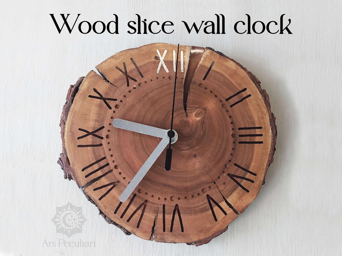 Handmade Wooden Slice and Epoxy Resin Wall Clock Elegant Walnut Wood ...