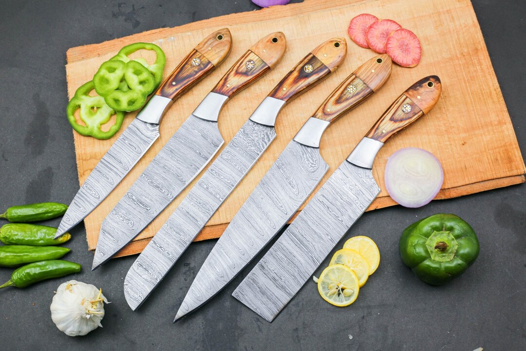 Hand Forged Damascus Chef Set, Kitchen Tools, Gift for Her, Christmas ...