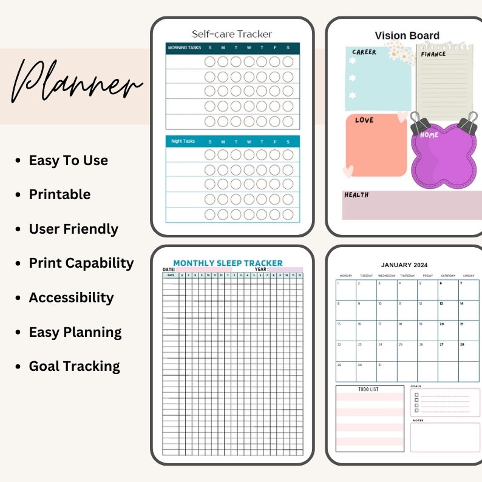 2024 Vision Board / Goal Planner / Success / Digital Planner / Instant ...