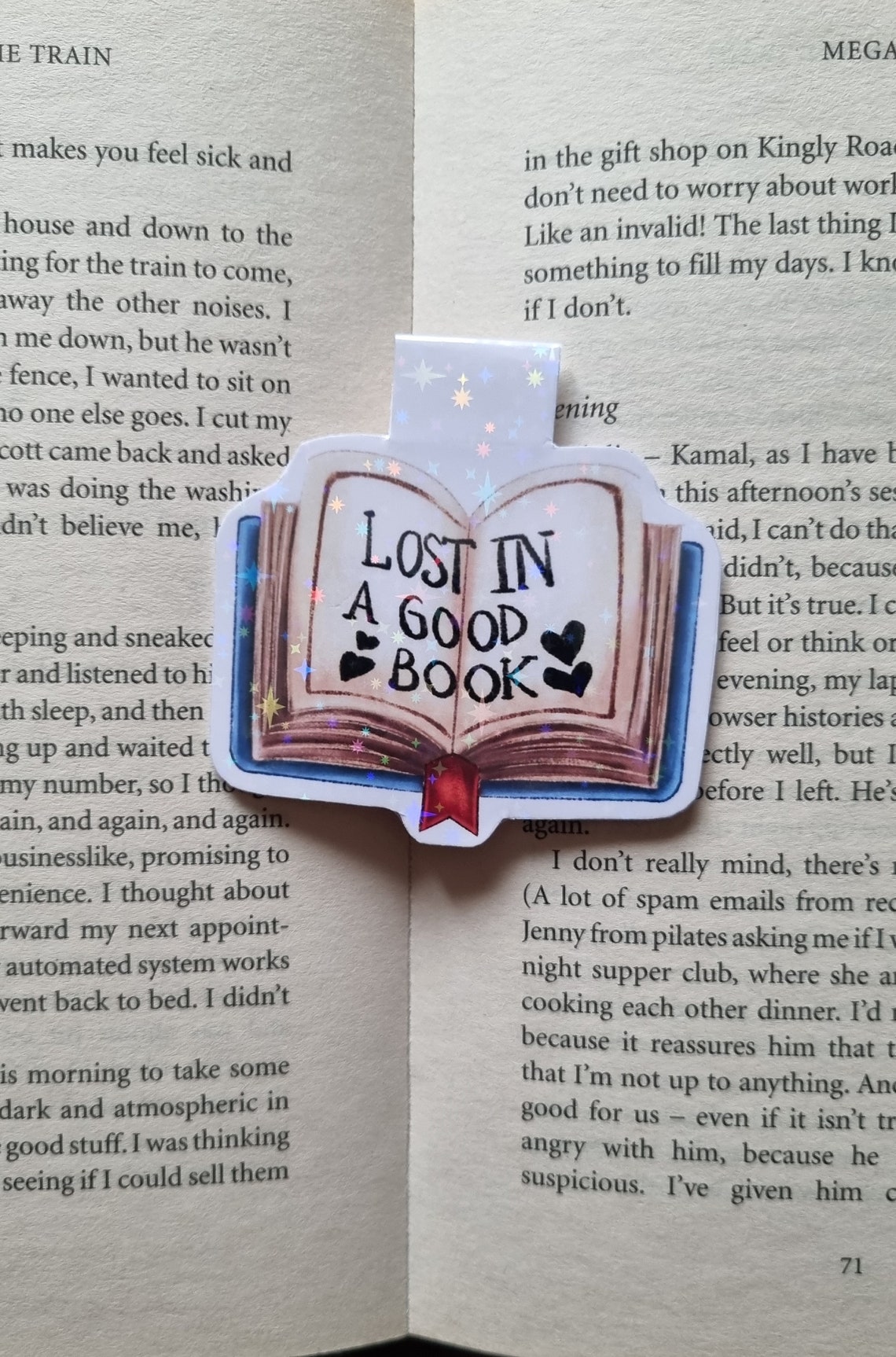 Handmade Magnetic Bookmark, Open Book Quote, Sparkly Holo Design ...