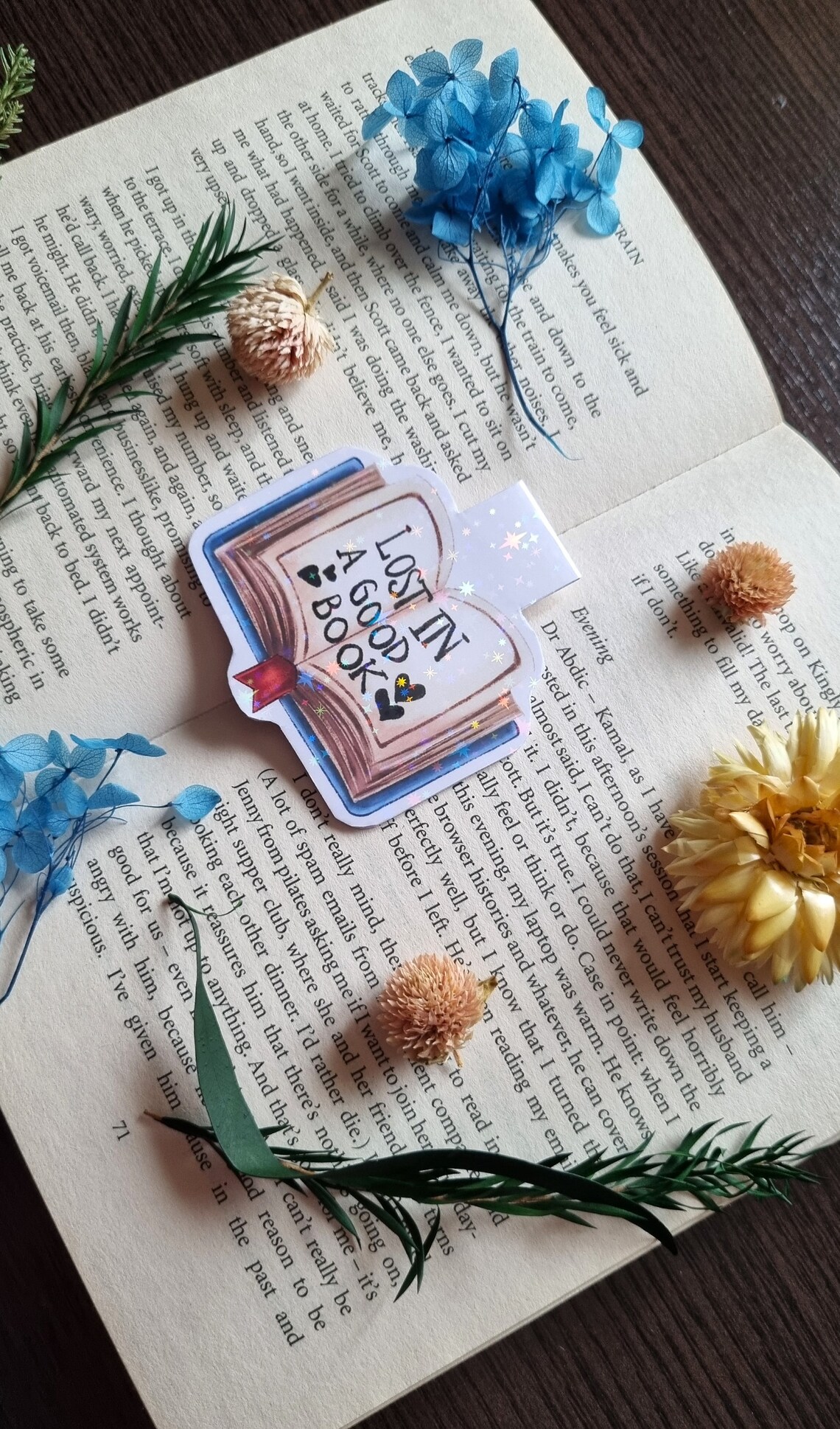 Handmade Magnetic Bookmark, Open Book Quote, Sparkly Holo Design ...