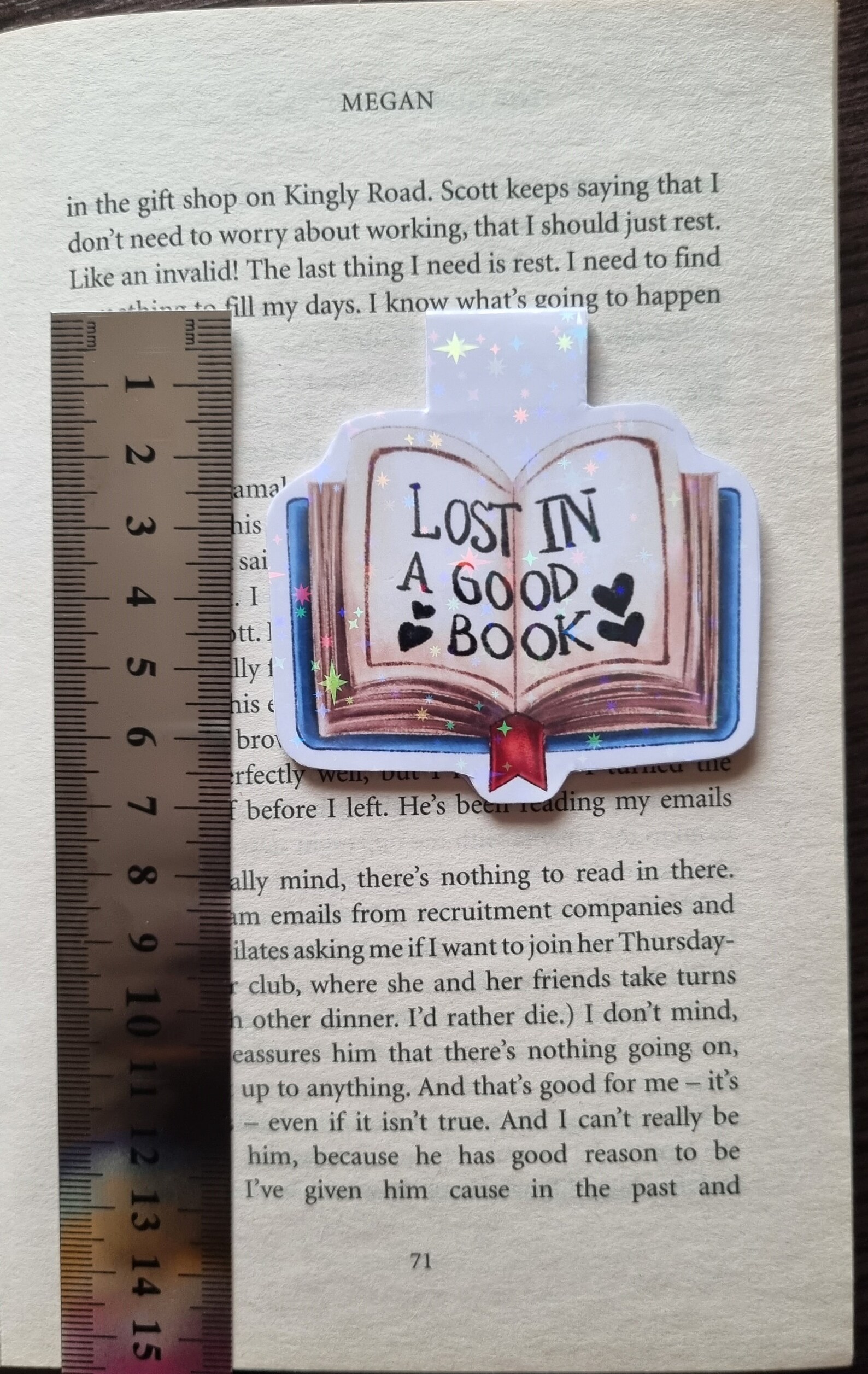 Handmade Magnetic Bookmark, Open Book Quote, Sparkly Holo Design ...