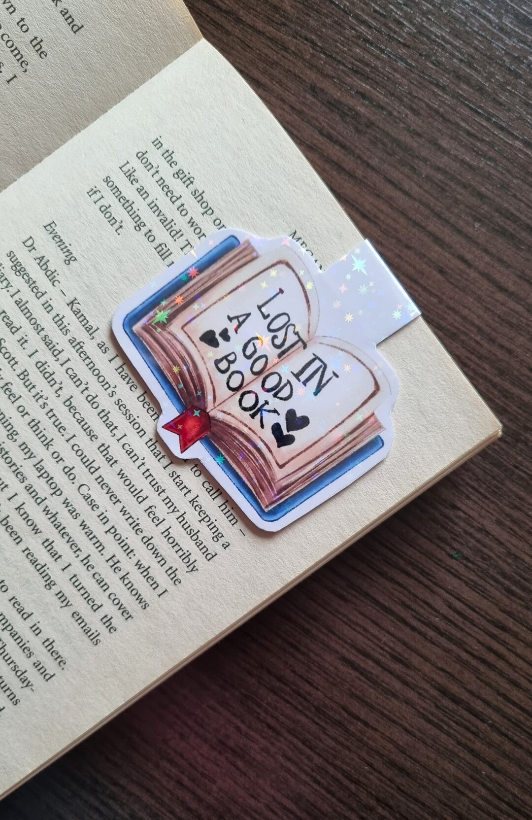 Handmade Magnetic Bookmark, Open Book Quote, Sparkly Holo Design ...