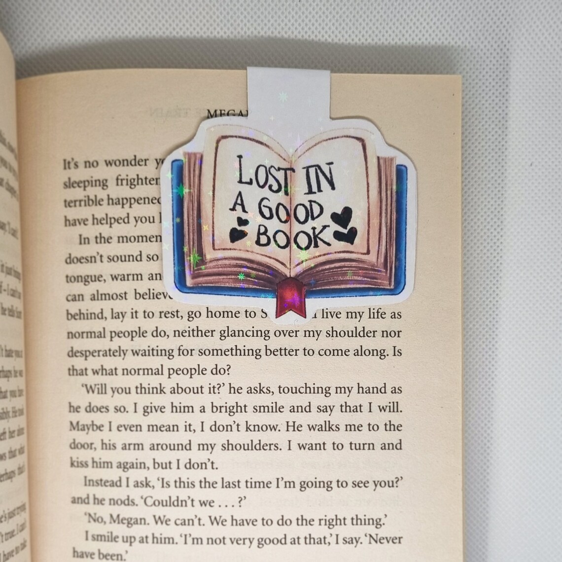 Handmade Magnetic Bookmark, Open Book Quote, Sparkly Holo Design ...