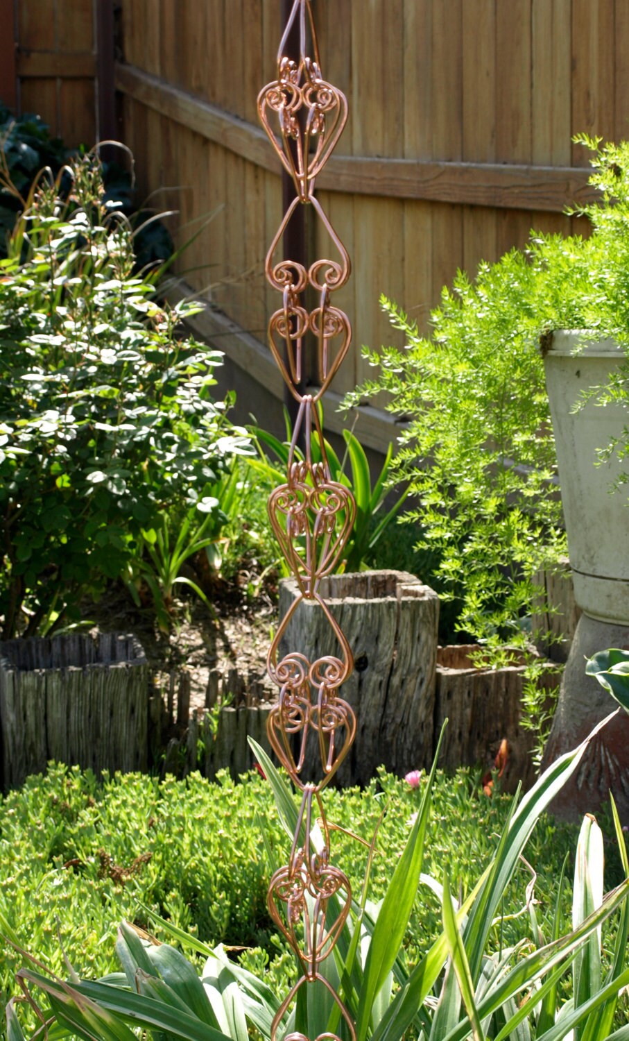 8 Ft Solid Copper Big Love Hearts Rain Chain Kusari Doi Feng Shui Zen ...