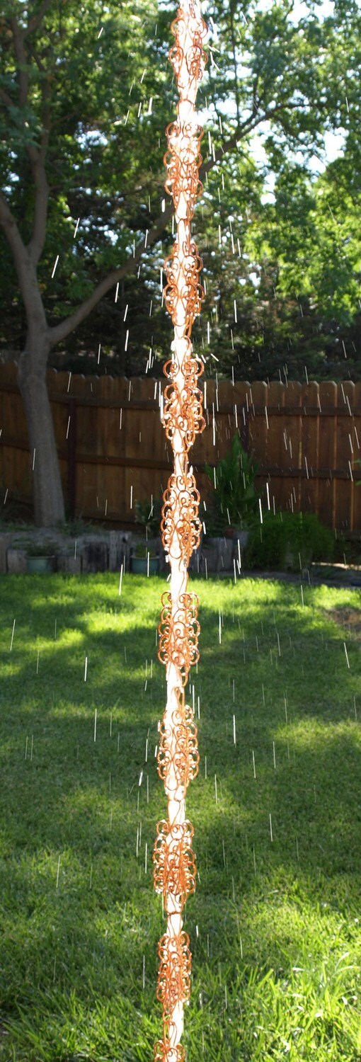 8 Ft Solid Copper Heavy Cluster Rain Chain - Kusari Doi - Feng Shui Zen ...