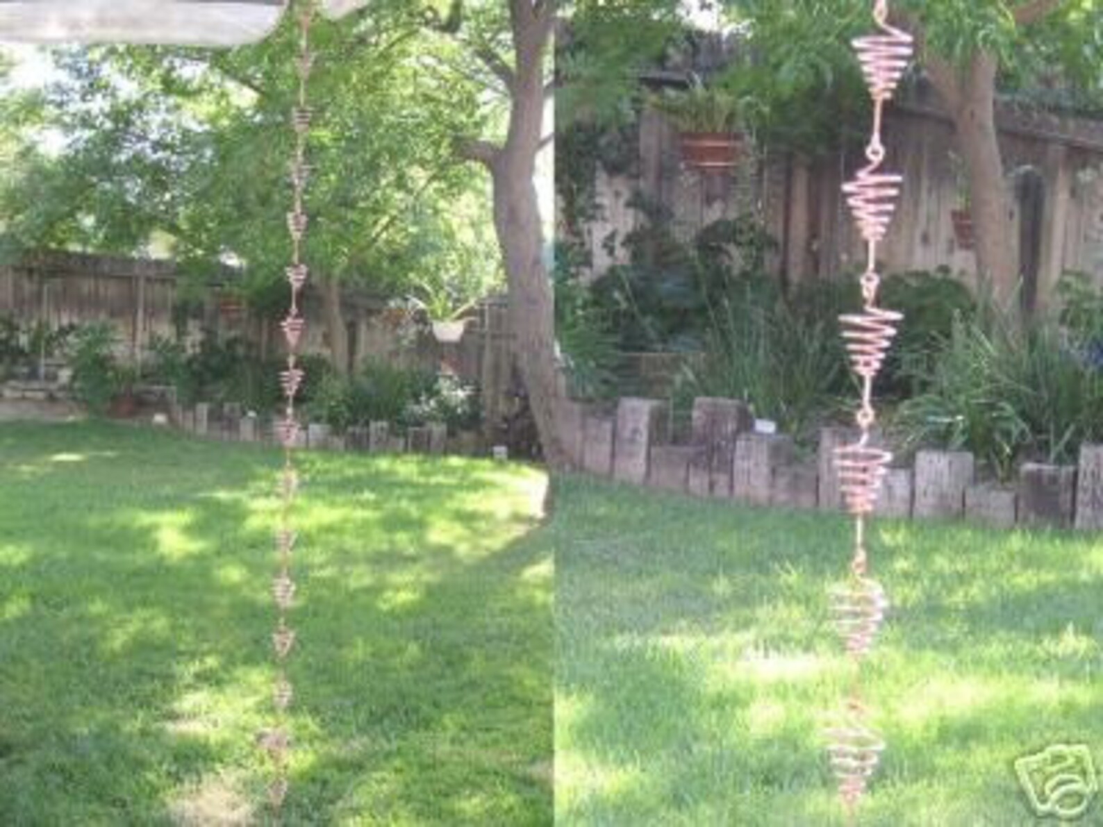 8 Ft Solid Copper Cone Rain Chain Handcrafted - Kusari Doi - Feng Shui ...