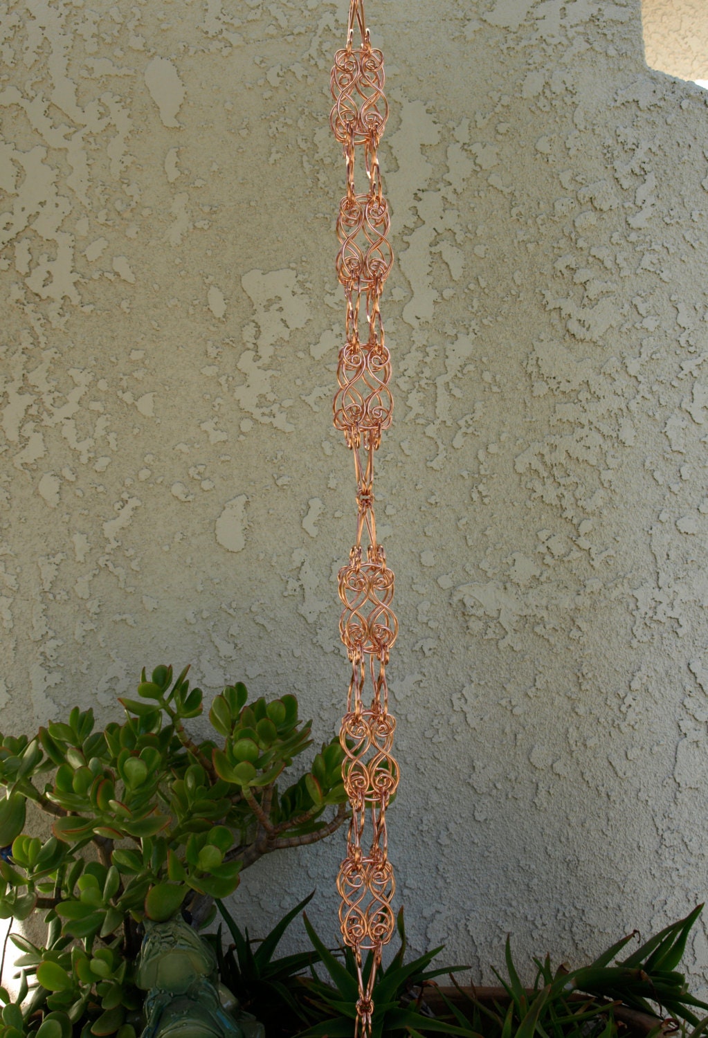 5 Ft Solid Copper Box Rain Chain - Kusari Doi - Feng Shui Zen Outdoor ...