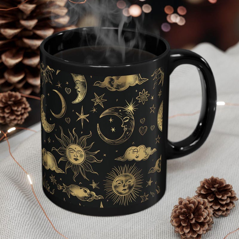Gold Moon Ceramic Mug - Etsy