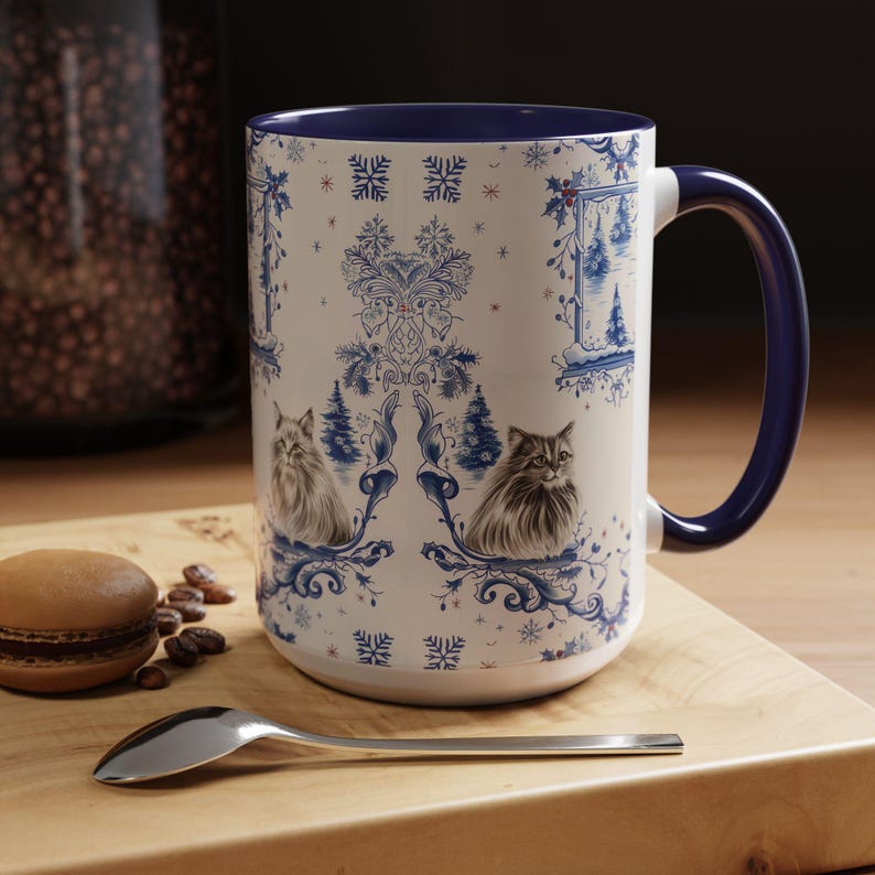 Vintage Delft Cat Mug: Chinoiserie Winter Decor Gift Coffee Cup - Etsy