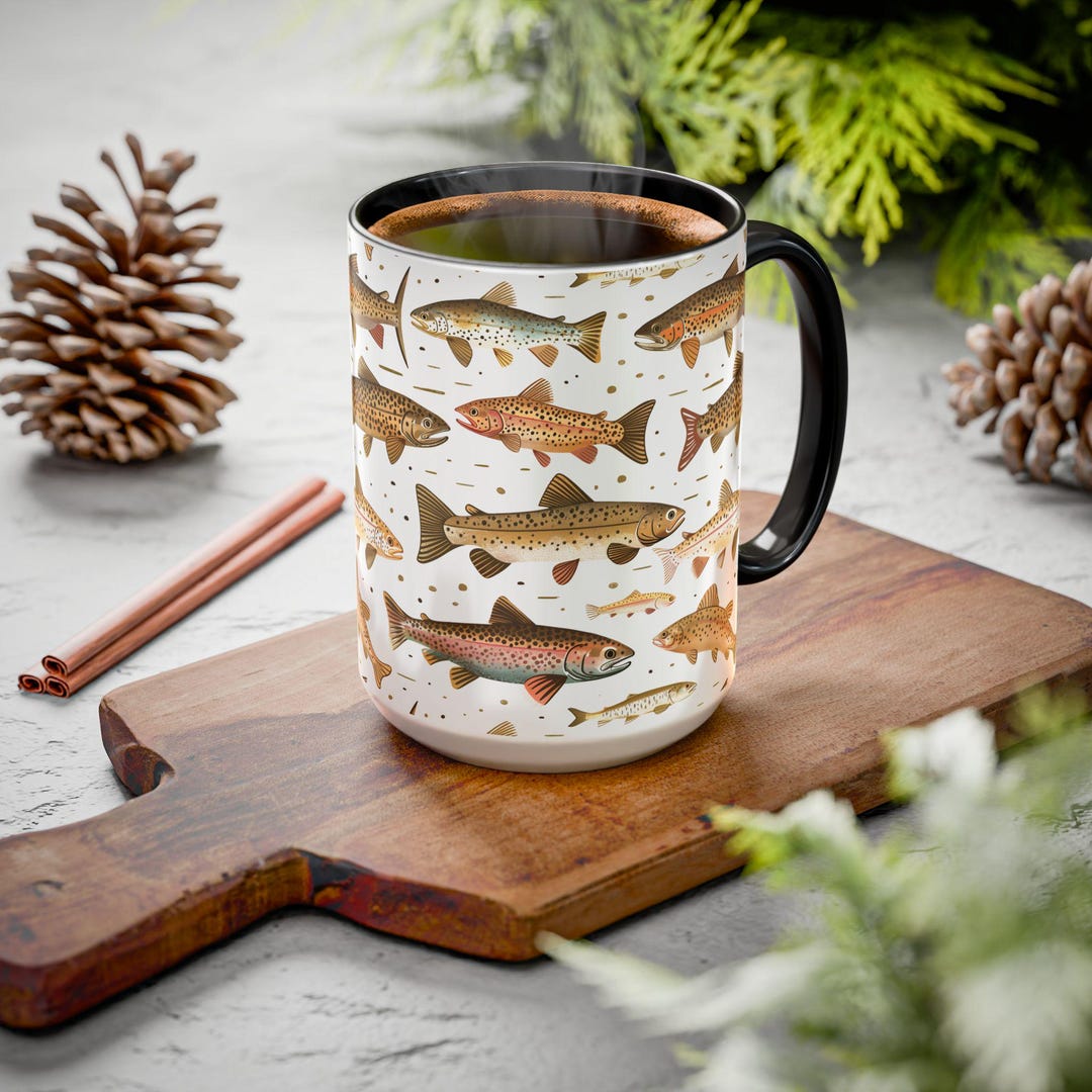 Trout Fishing Mug Angler Coffee Cup Gift for Outdoorsman Fisherman ...