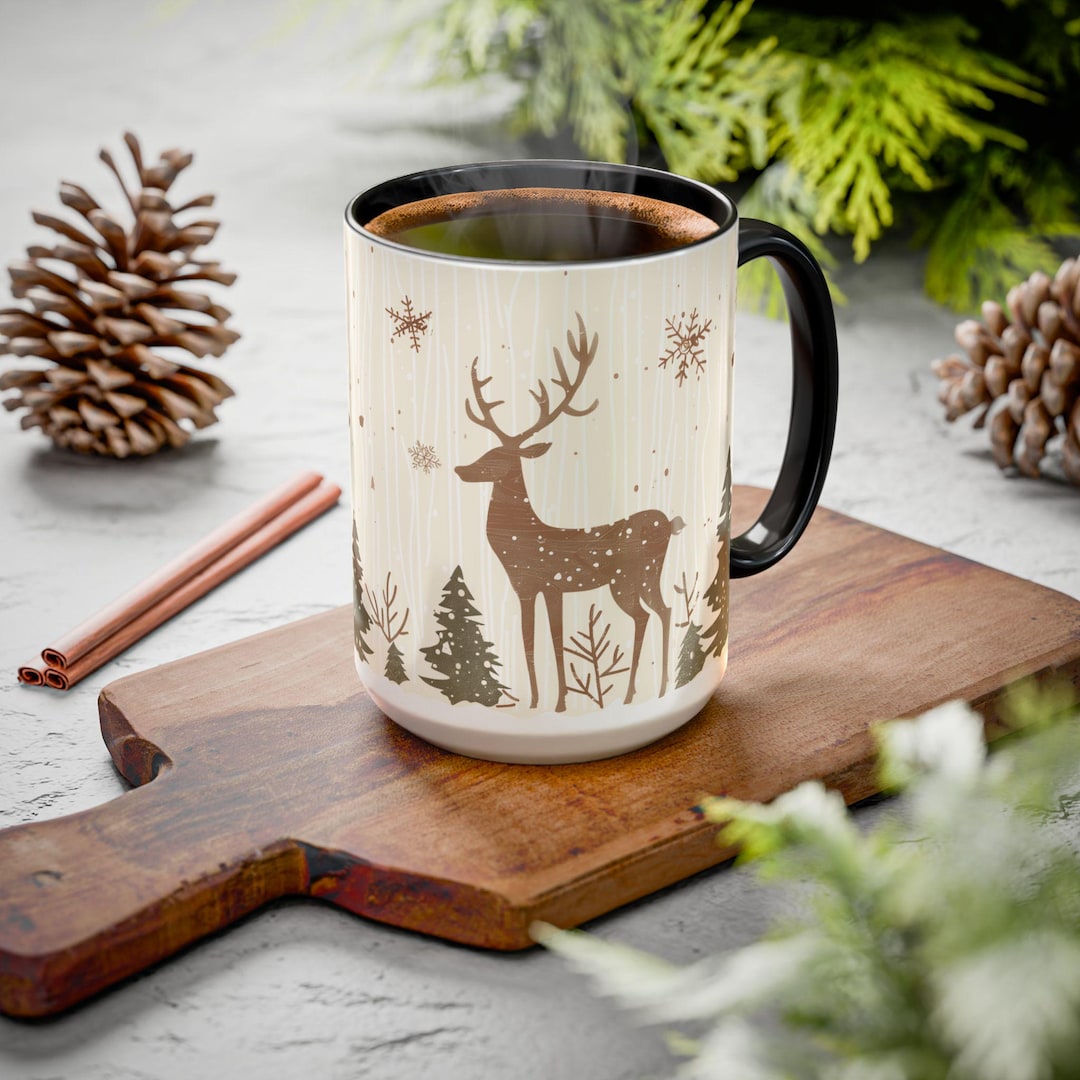 Woodland Deer Coffee Mug: Forest Cabin Decor, Nature Lover Gift - Etsy