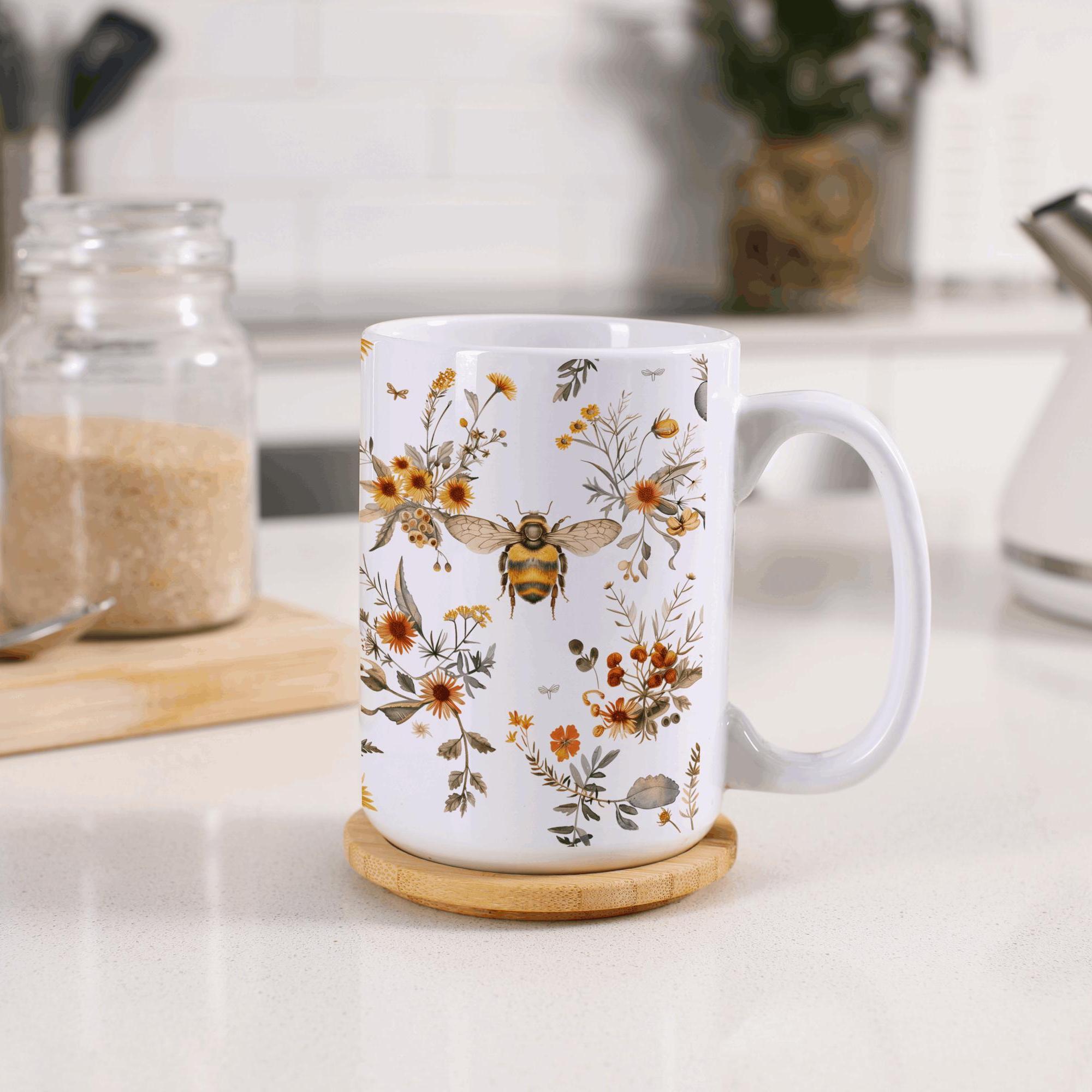Cottagecore Bee Wildflower Coffee Mug, Floral Garden Theme - Etsy