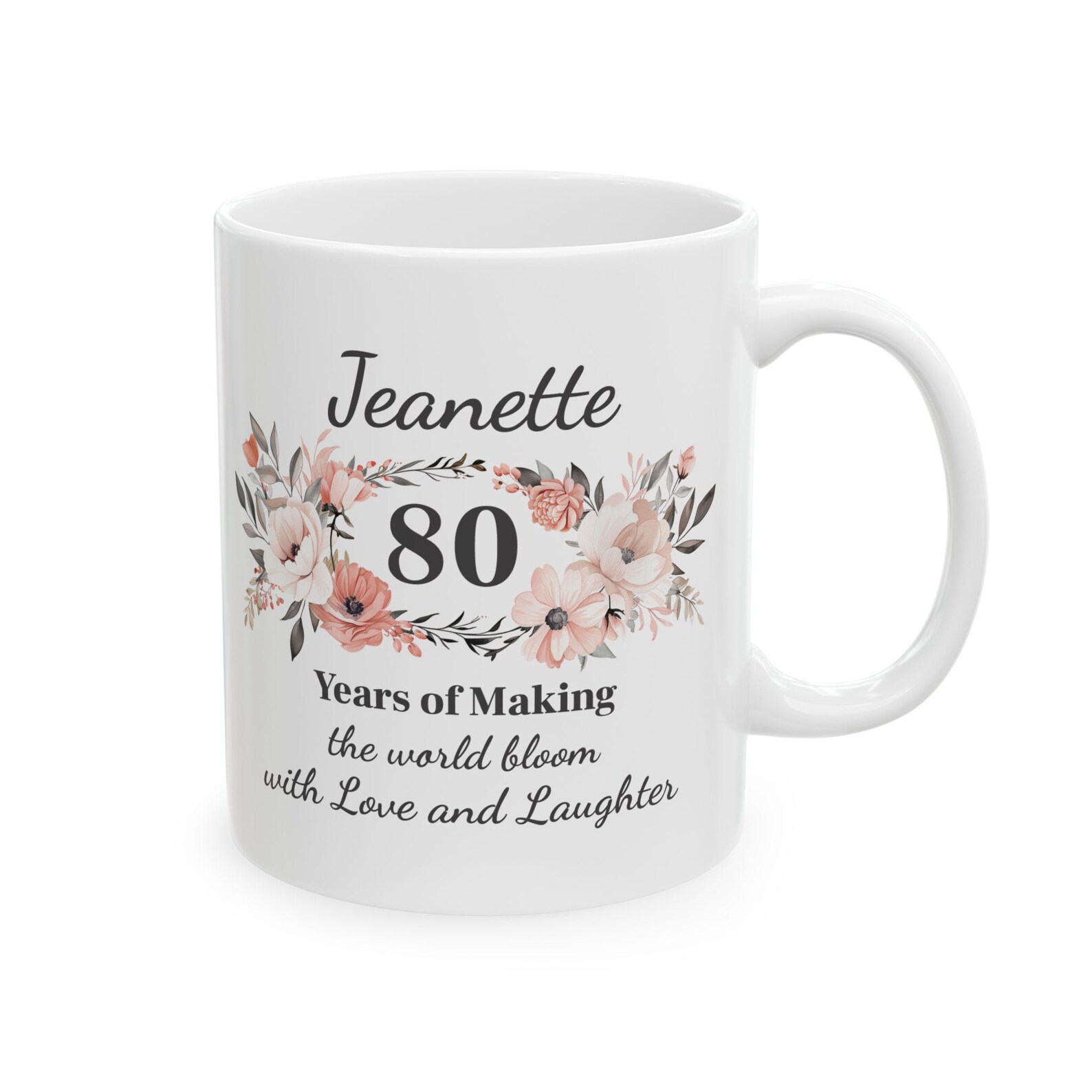 Personalized Floral 80th Birthday Mug - Etsy