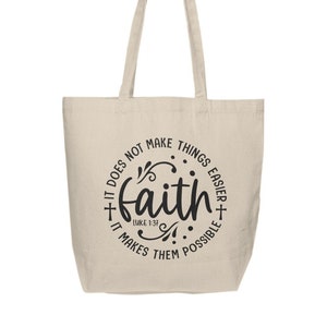 Faith Custom Canvas Tote Bag | Bible Scripture | Luke 1:37 | Religious ...