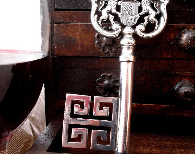 Silver Plated Vintage German Key Corkscrew ... Bremen Coat of Arms ...