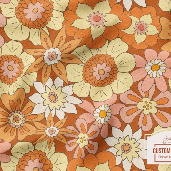 Retro Floral Fabric - Etsy