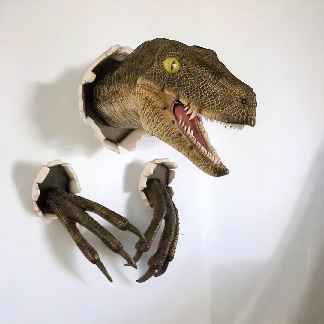 Wall Mounted Raptor, 3D Wall Mount Raptor Dinosaur, Velociraptor ...