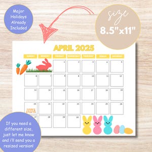 2025 Calendar Printable, Cute Kids Calendar 2025, Wall Calendar PDF ...