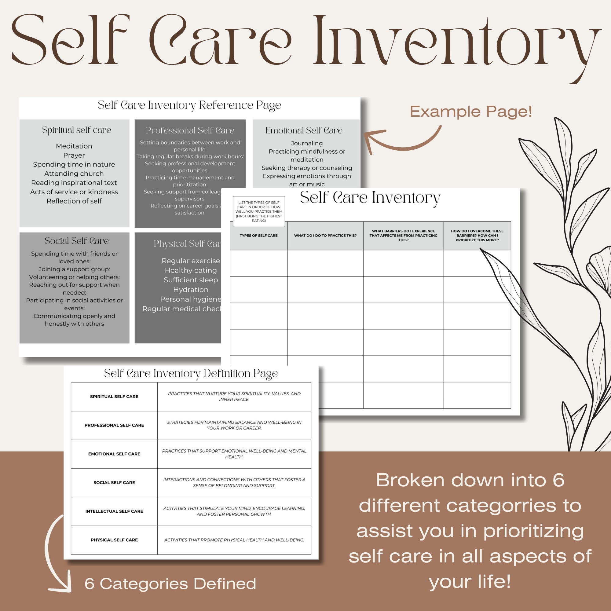 Self Help Worksheets | Worksheet Bundle| Habit Tracker | Inventory ...