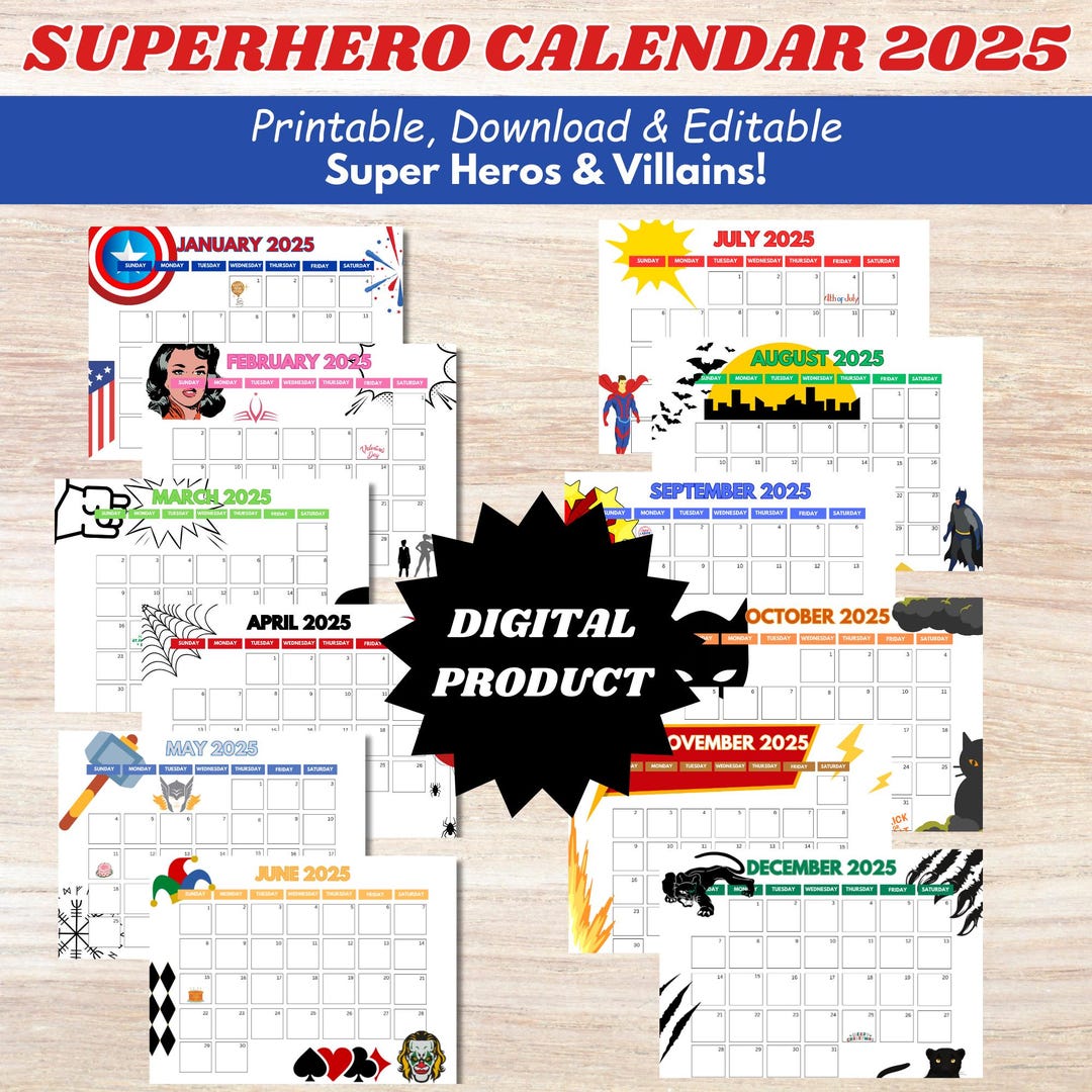 2025 Calendar Printable, Cute Kids Calendar 2025, Wall Calendar PDF ...