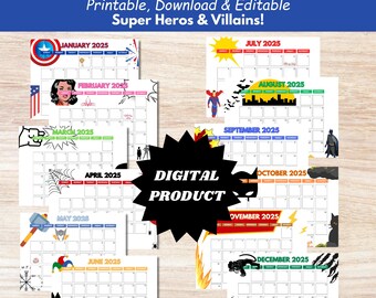 2025 Calendar Printable, Cute Kids Calendar 2025, Wall Calendar PDF ...