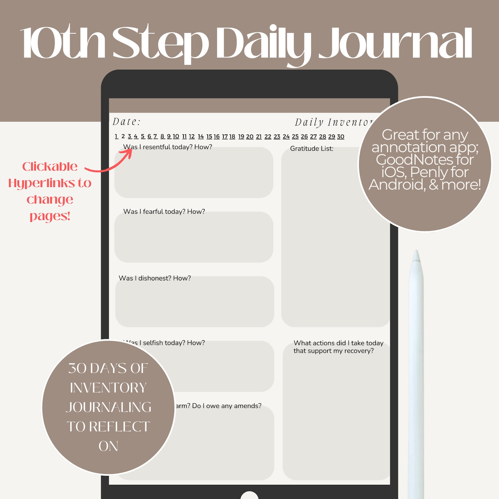 10th Step Inventory | Daily Inventory Journal | Recovery Journal | 30 ...