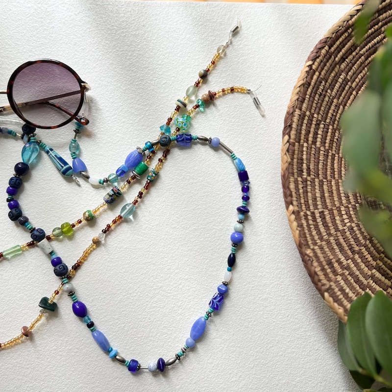 Glass Chain Blue Orange - Etsy