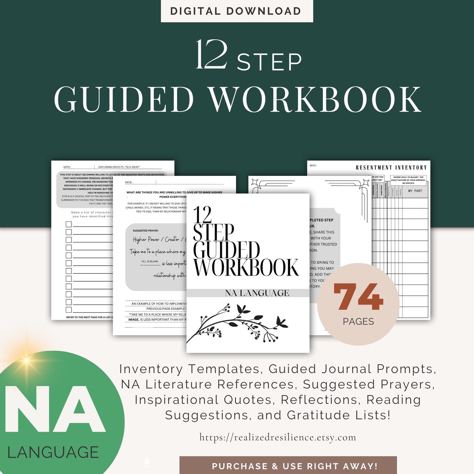12 Step Journal | Guided Workbook | NARCOTICS ANONYMOUS | Addiction ...