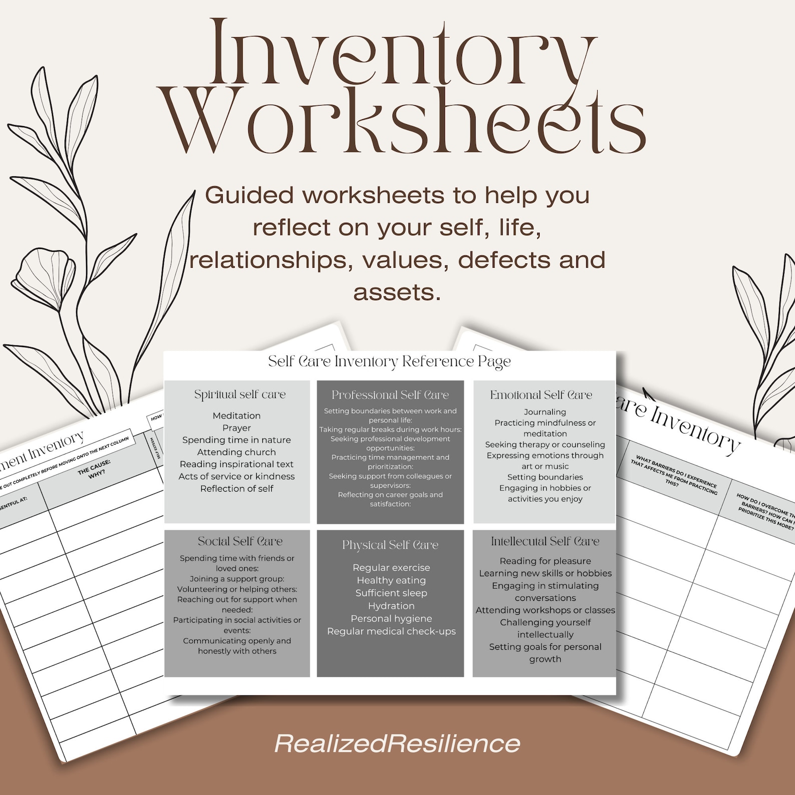 Self Help Worksheets | Worksheet Bundle| Habit Tracker | Inventory ...