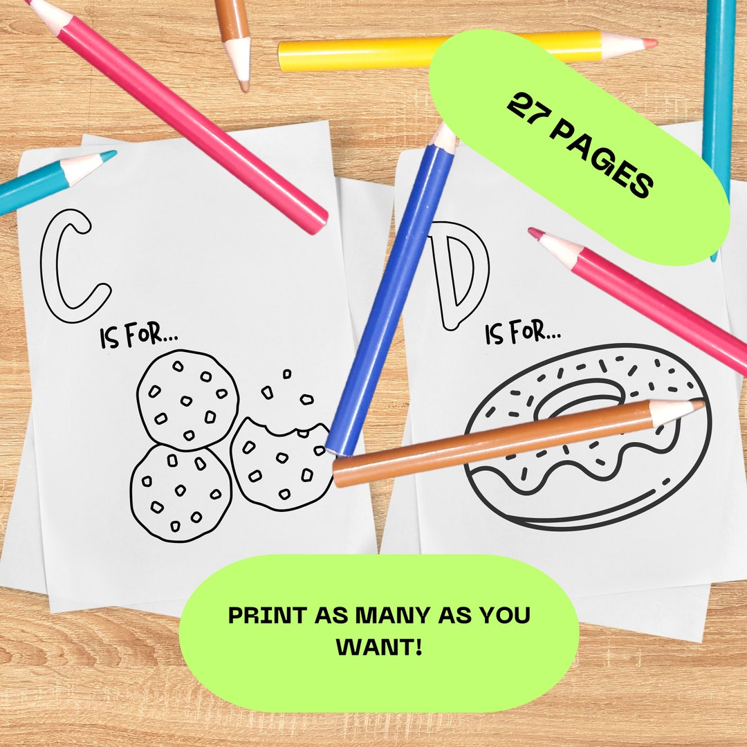 DESSERT & TREATS Abc's Printable Coloring Pages. Fun Designs, Super ...