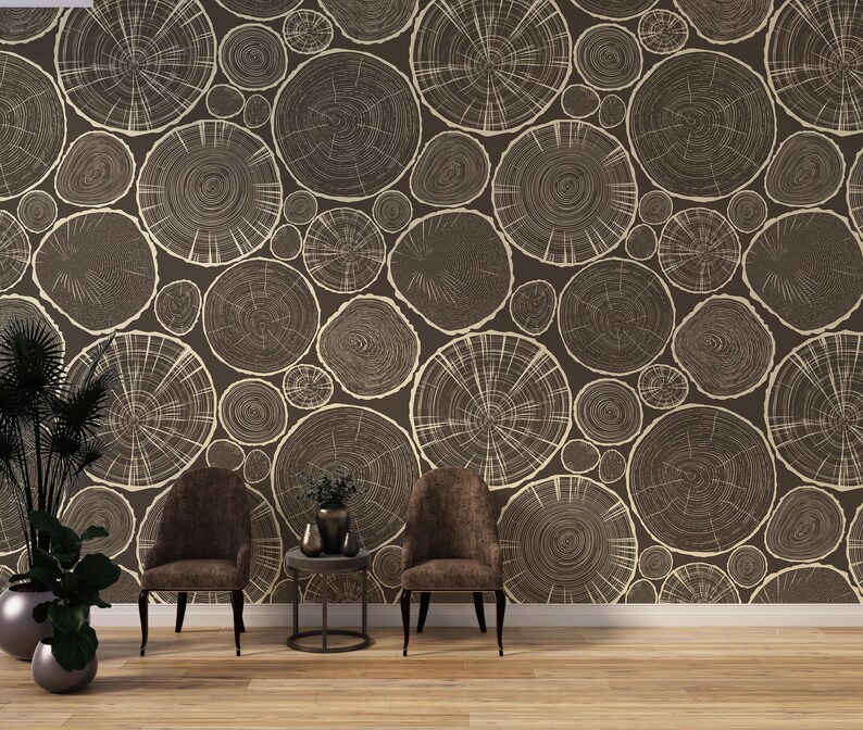 Wood Logs Wallpaper for Living Room Log Lines Wallpaper Bedroom Custom ...