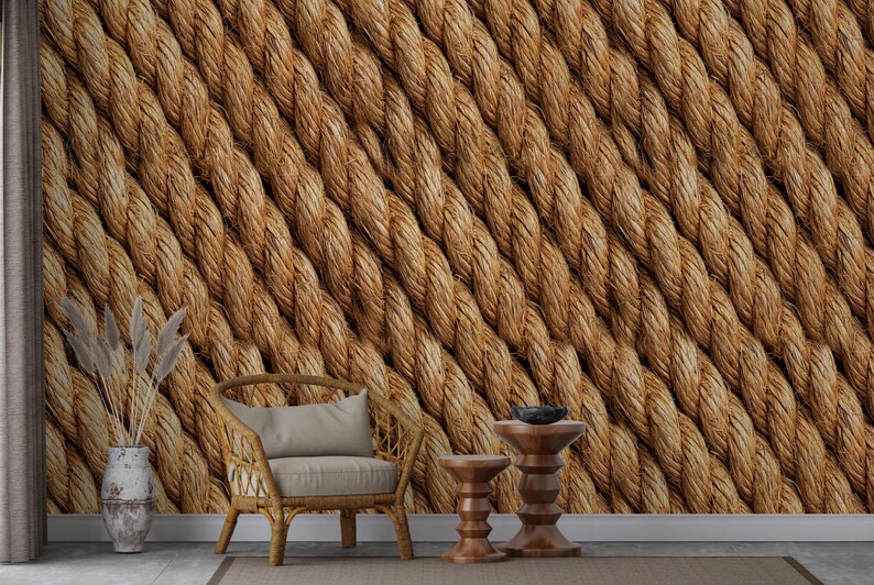 Rope Wallpaper for Living Room Wicker Wallpaper Knitting Yarn Bedroom ...