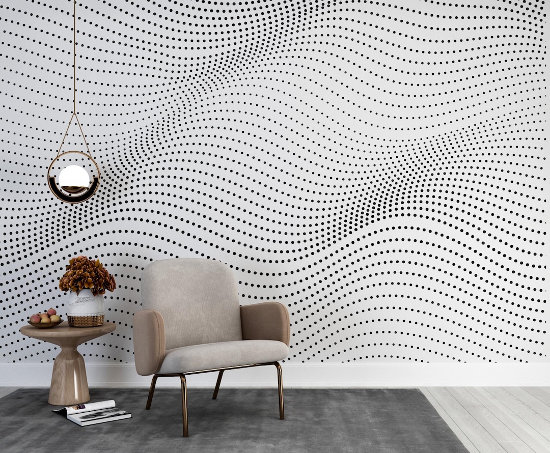 Polka Dots Wallpaper for Living Room Black Dots White Wallpaper Bedroom ...
