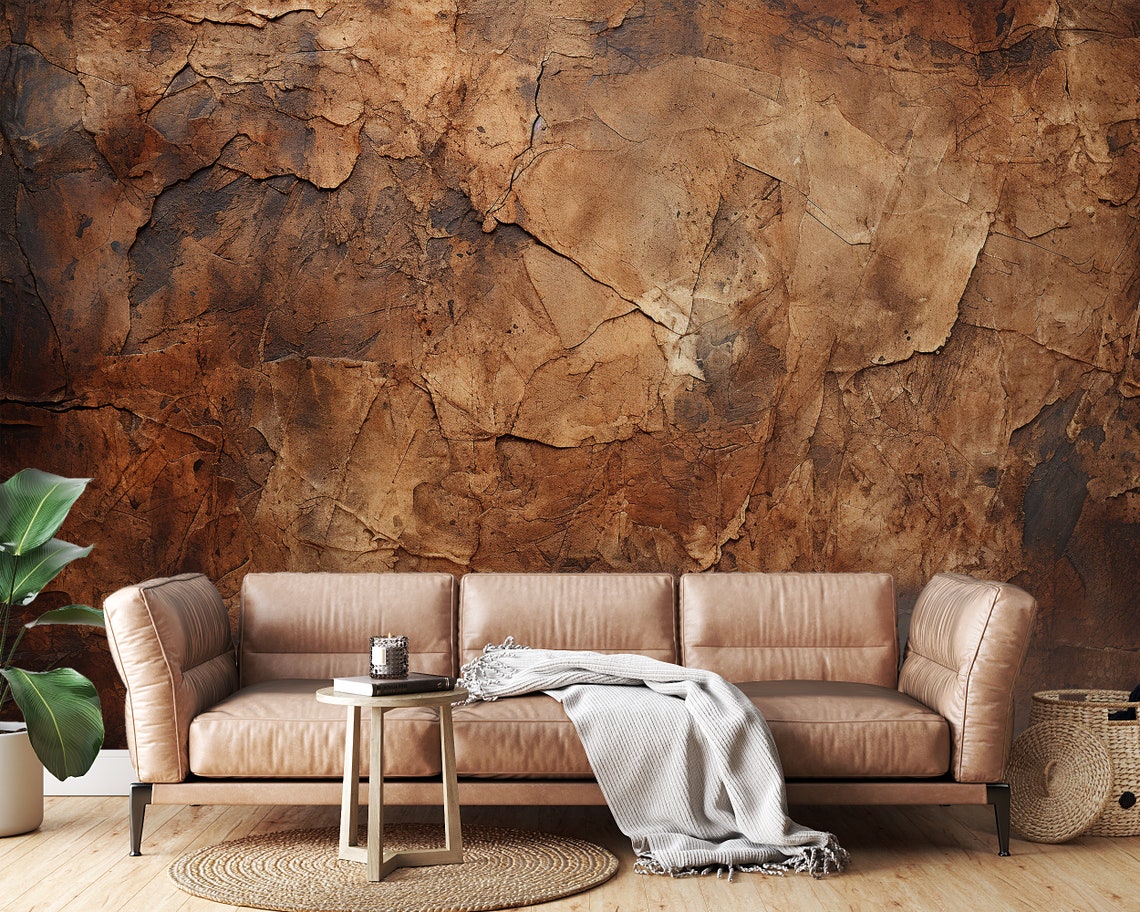 Rusty Metal Wallpaper for Living Room Rusty Brown Wallpaper Bedroom ...
