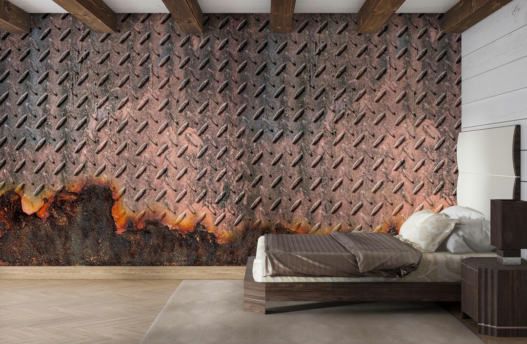 Rusty Metal Wallpaper for Living Room Rusty Copper Wallpaper Bedroom ...
