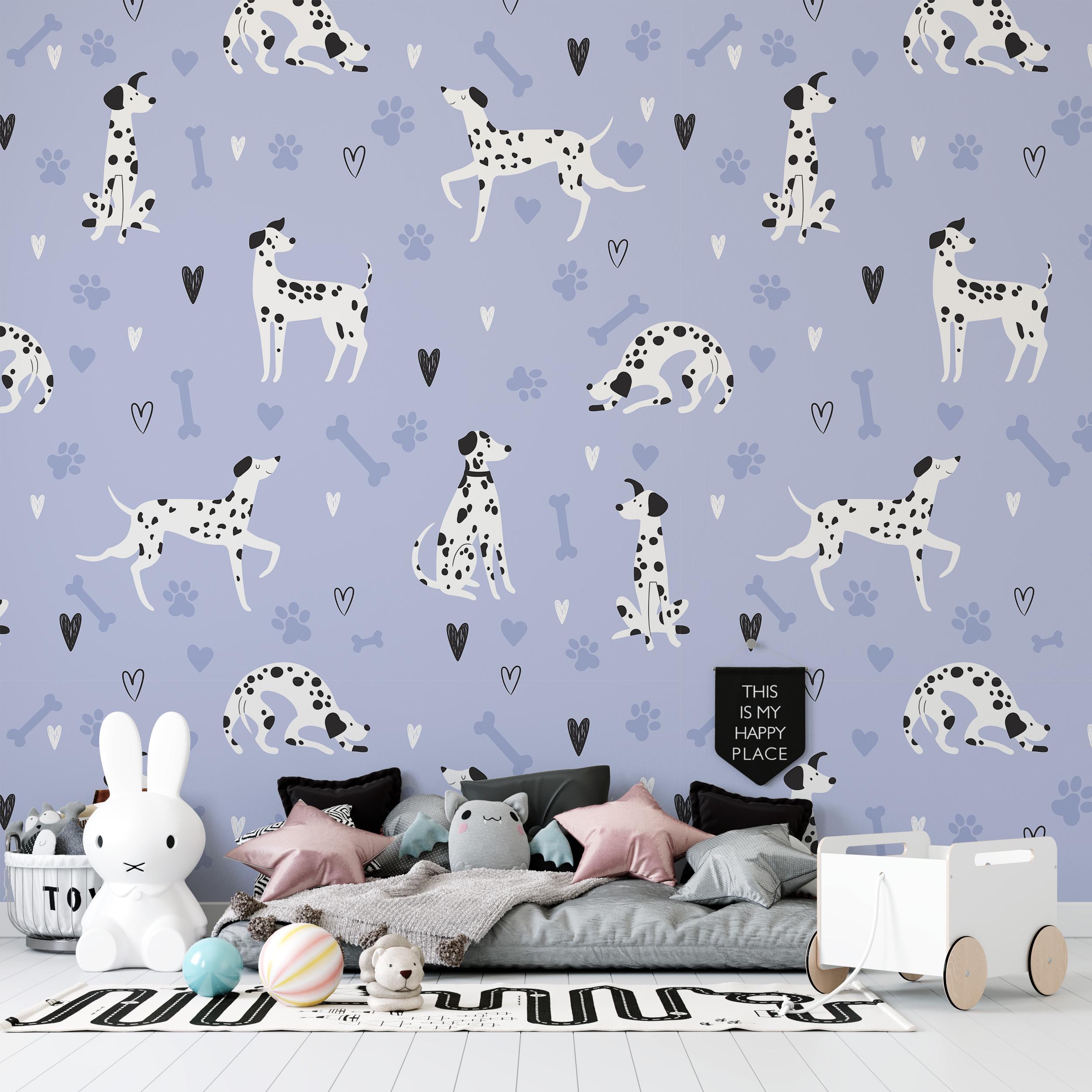 Dalmatian Dog Wallpaper for Kids Room Lilac Wallpaper Nursery Custom ...