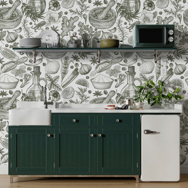 Kitchen Wallpaper - Etsy