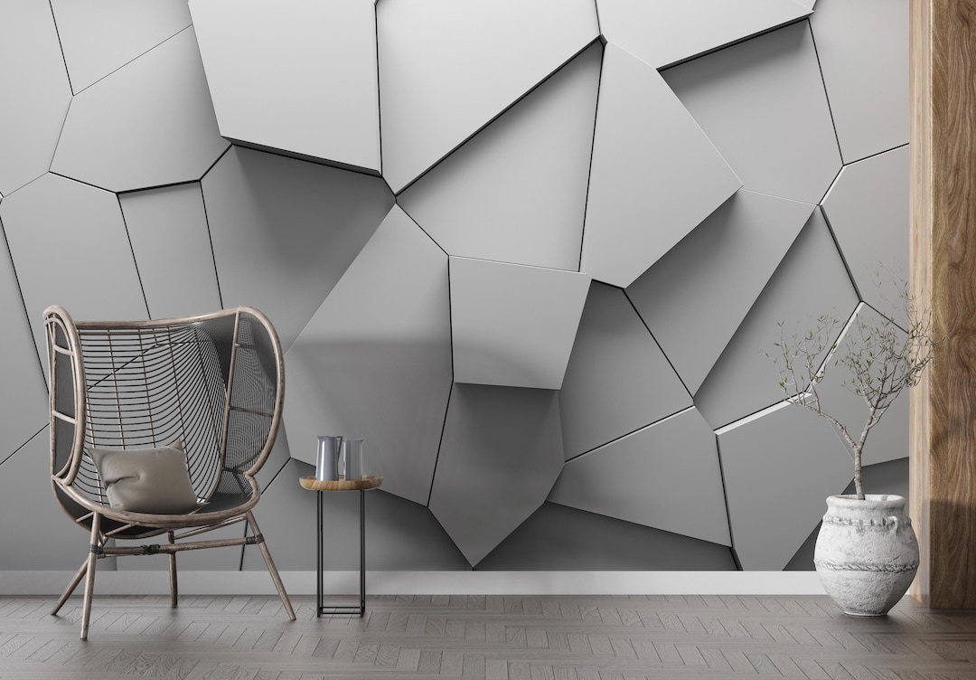 Dimensional Wallpaper for Living Room 3D Look Wallpaper Gray Office ...