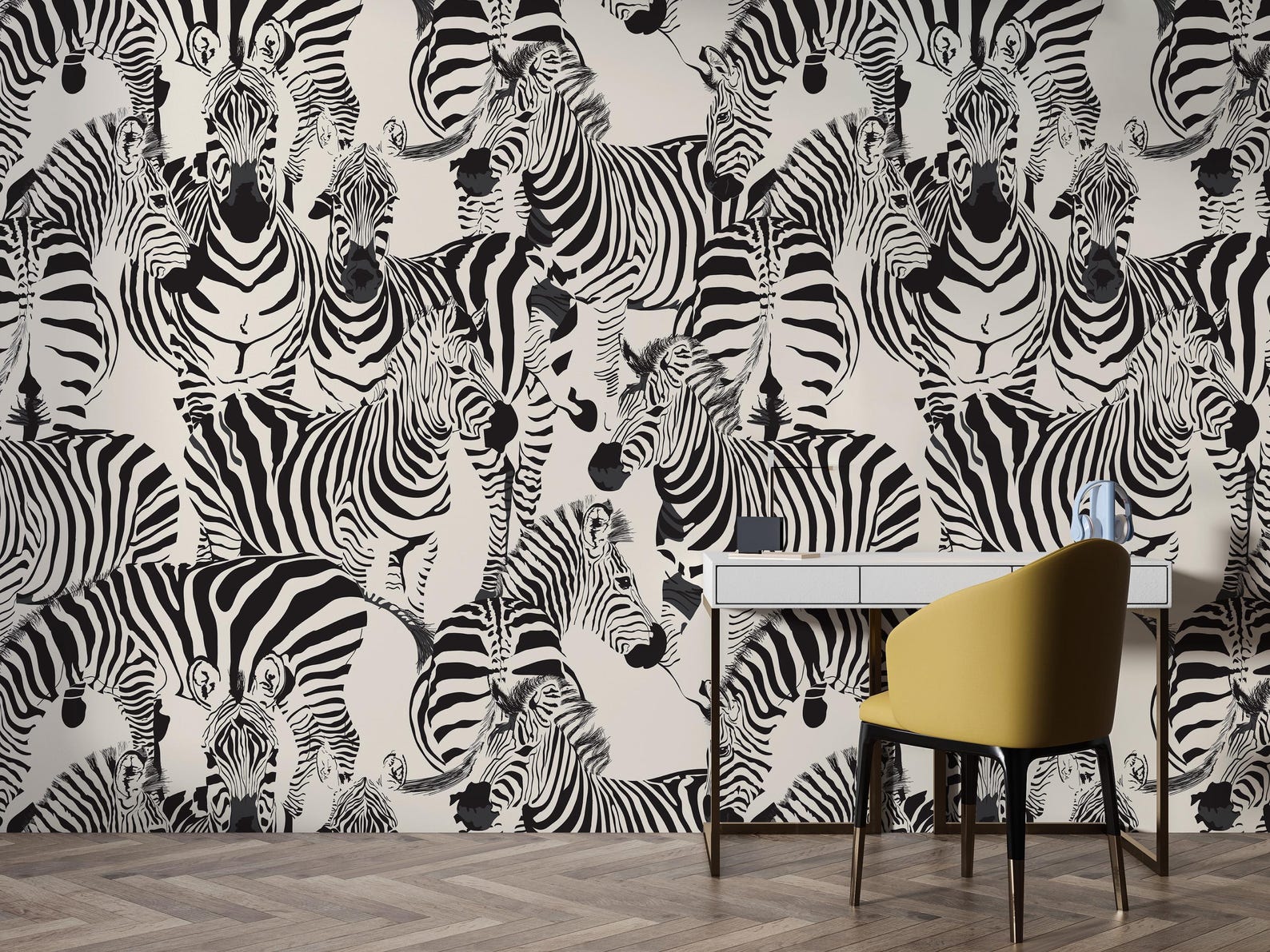 Zebra Lines Wallpaper for Living Room Black Creme Wallpaper Black ...