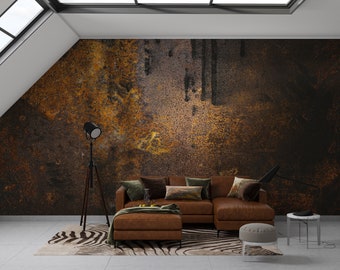 Rusty Metal Wallpaper for Living Room Rusty Brown Wallpaper Bedroom ...