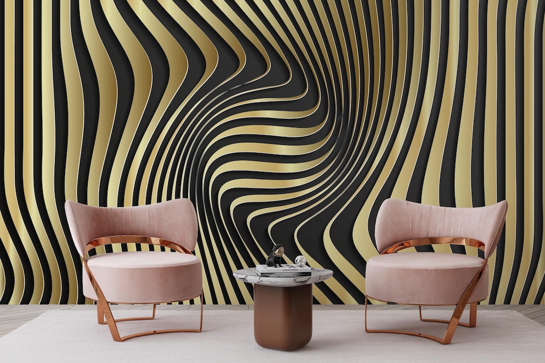 Dimensional Wallpaper for Living Room 3D Look Wallpaper Gold Office ...