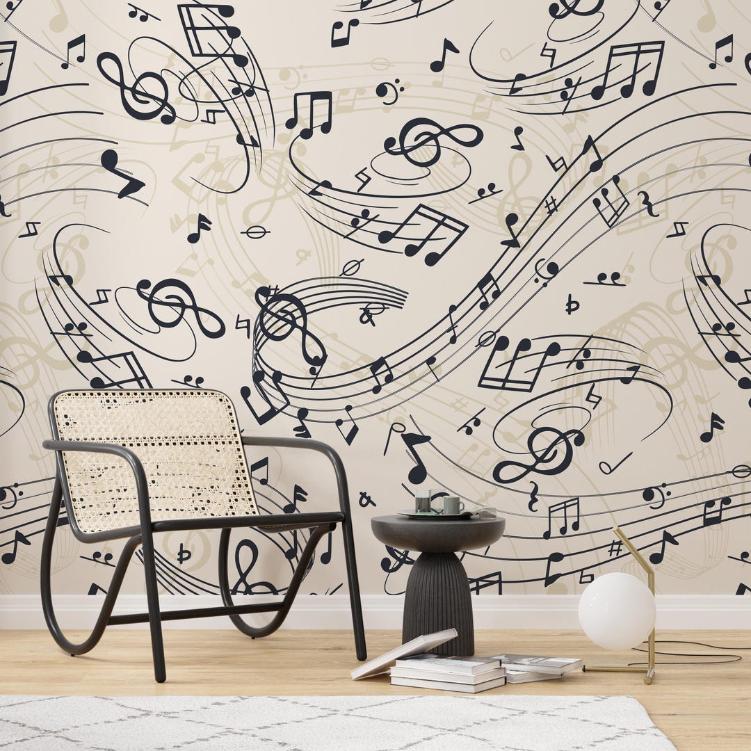 Music Notes Wallpaper for Living Room Musical Pattern Wallpaper Bedroom ...