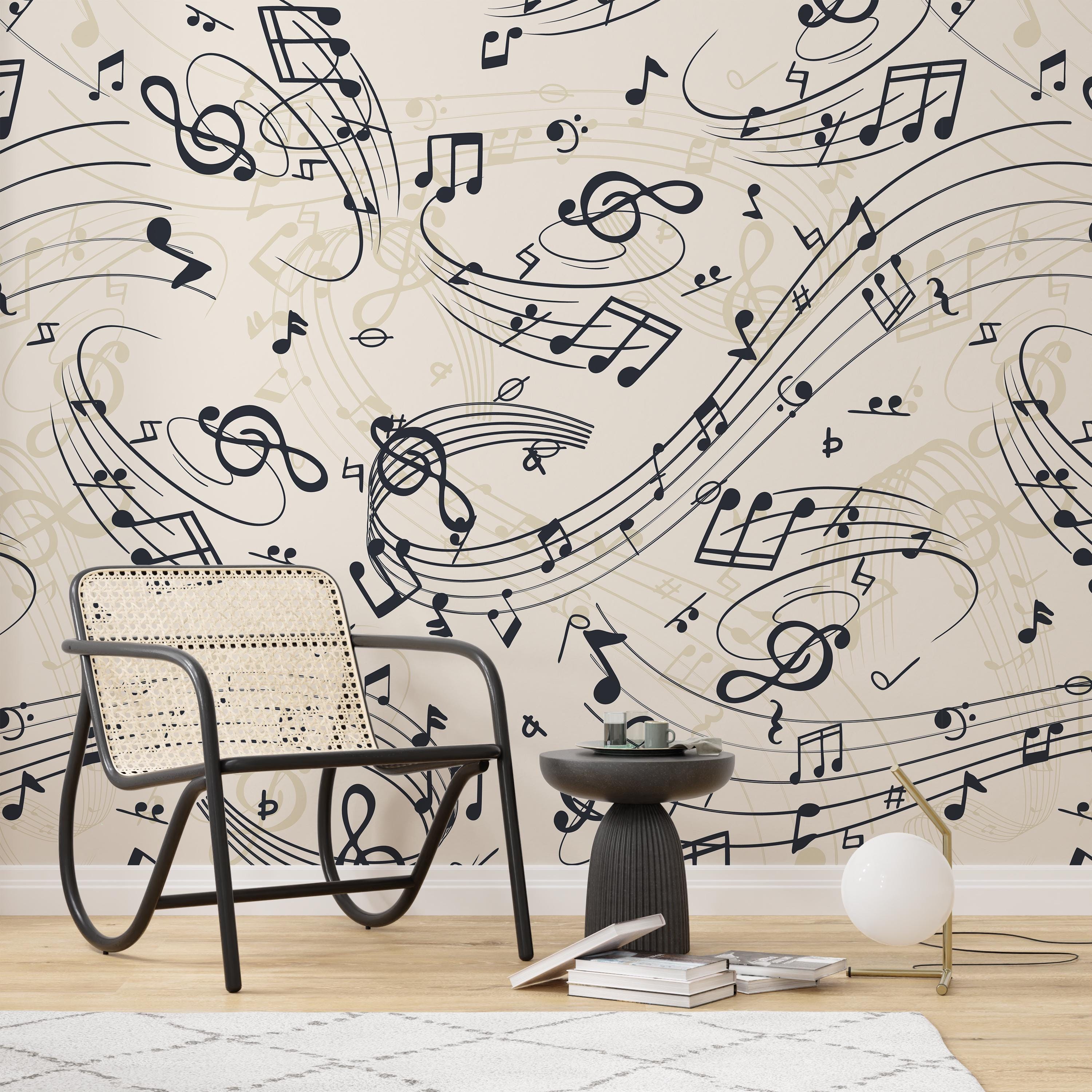 Music Notes Wallpaper for Living Room Musical Pattern Wallpaper Bedroom ...