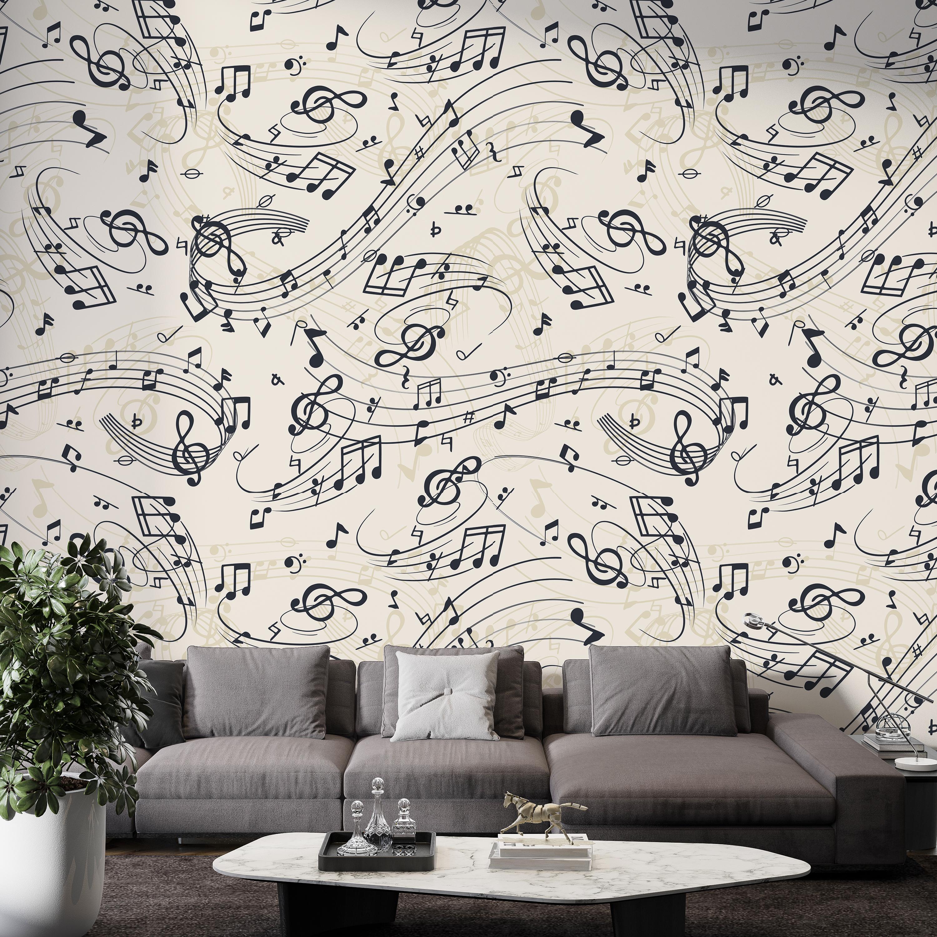 Music Notes Wallpaper for Living Room Musical Pattern Wallpaper Bedroom ...